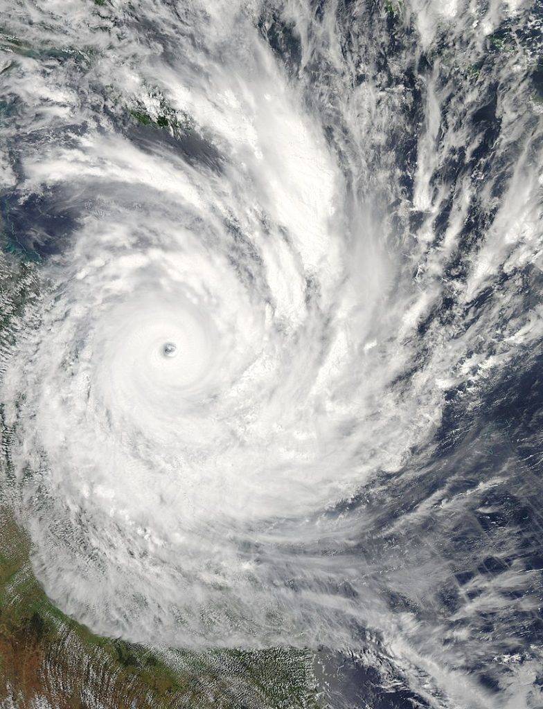 Satellite image of Severe Tropical Cyclone Yasi approaching Queensland ...
