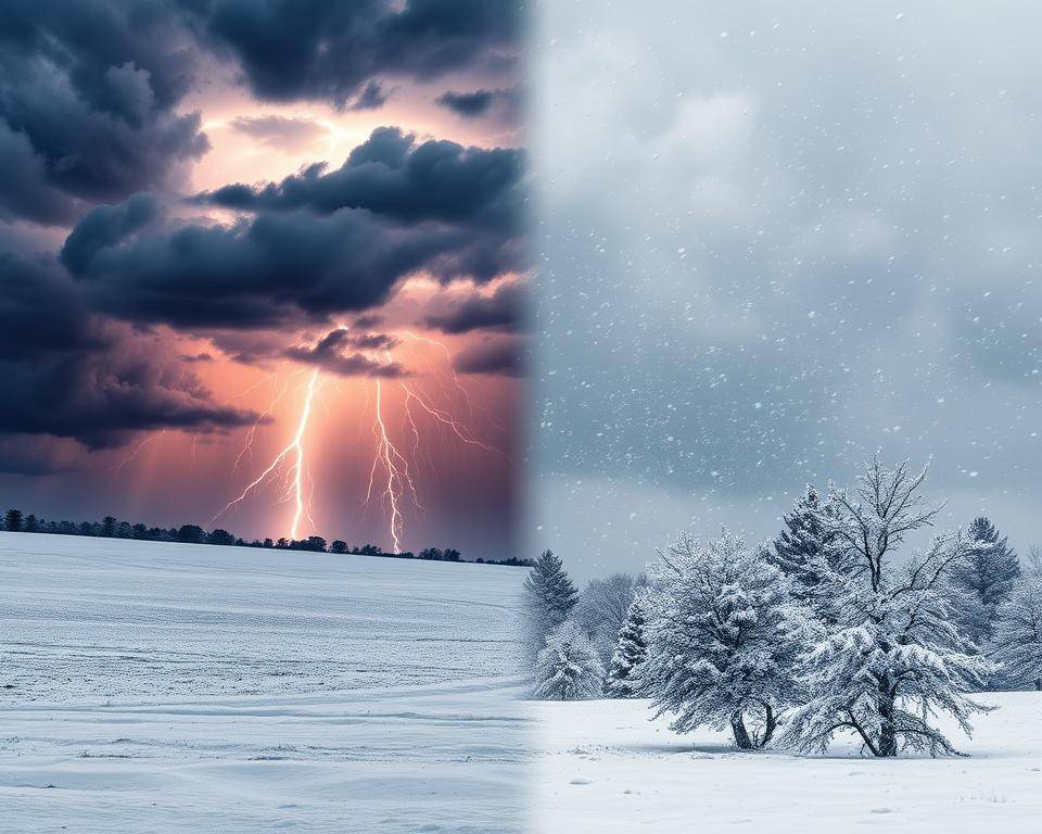 Severe weather: thunderstorm, snowstorm blizzard. Nature's fury ...