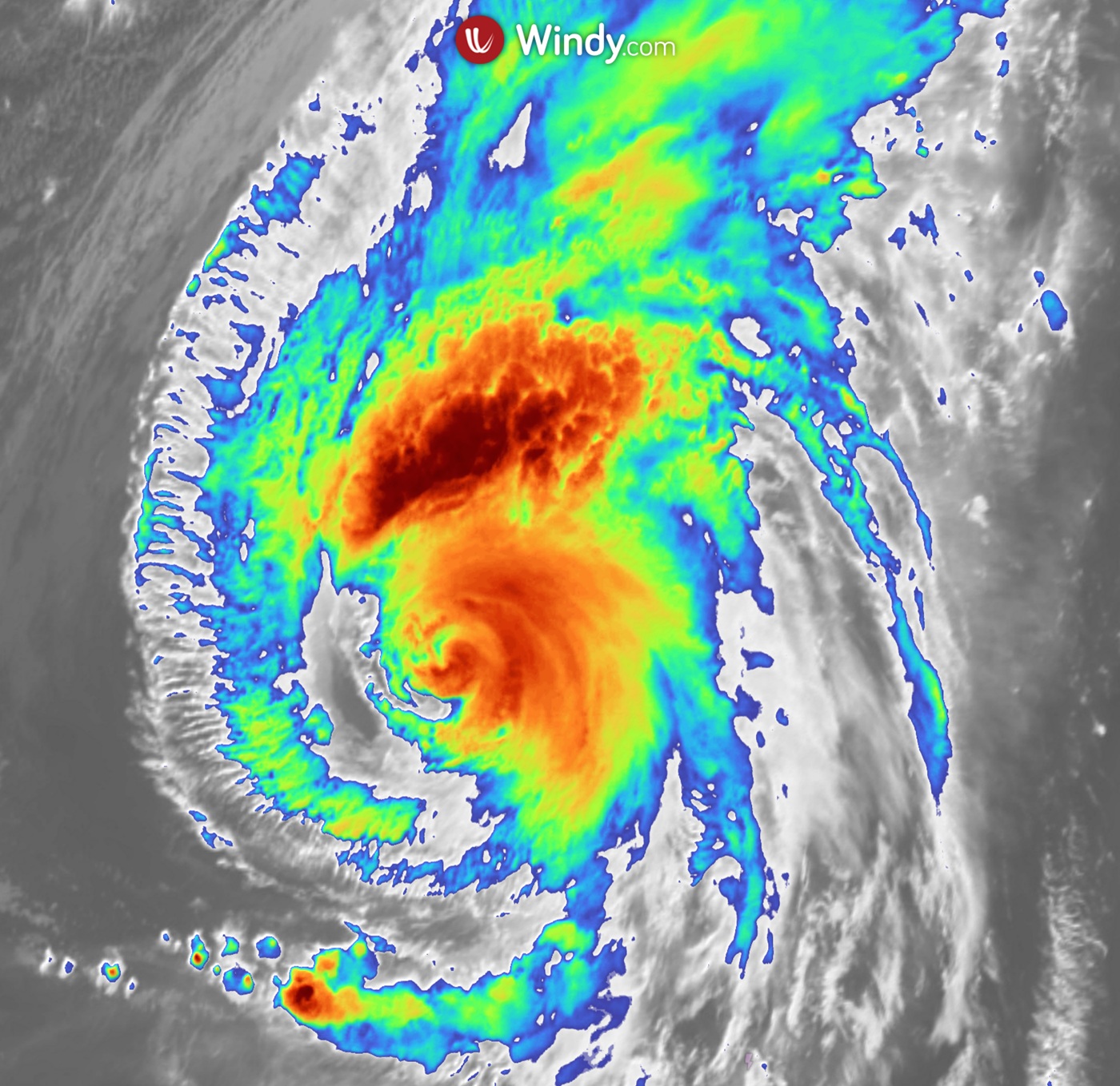 Infrared satellite view of Typhoon Neoguri, showing its strengthening ...